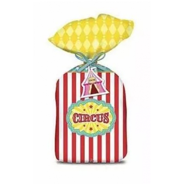 Sacola Plástica Circo Novo c/8 Junco - Outlet - Felix Fantasias