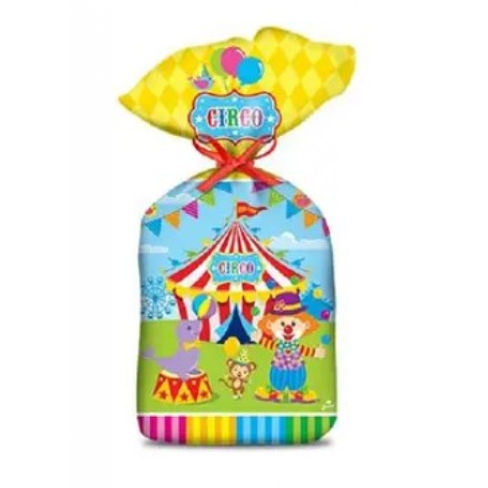 Sacola Plástica Circo c/8 Junco - Outlet - Felix Fantasias